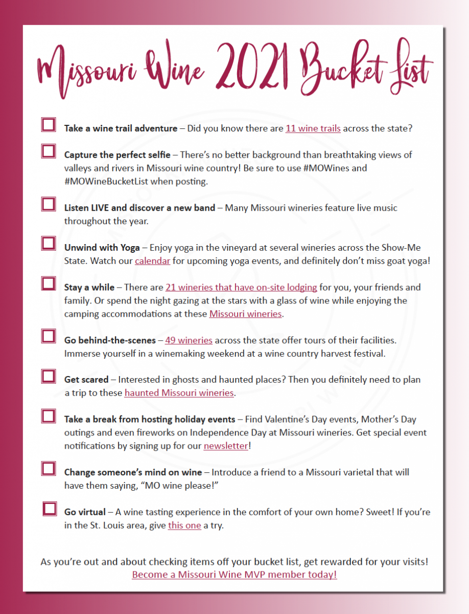 2021 Missouri Wine Bucket List | MO Wines